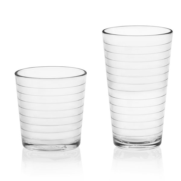 Libbey Hoops 16-Piece Tumbler and Rocks Glass Set & Reviews | Birch Lane